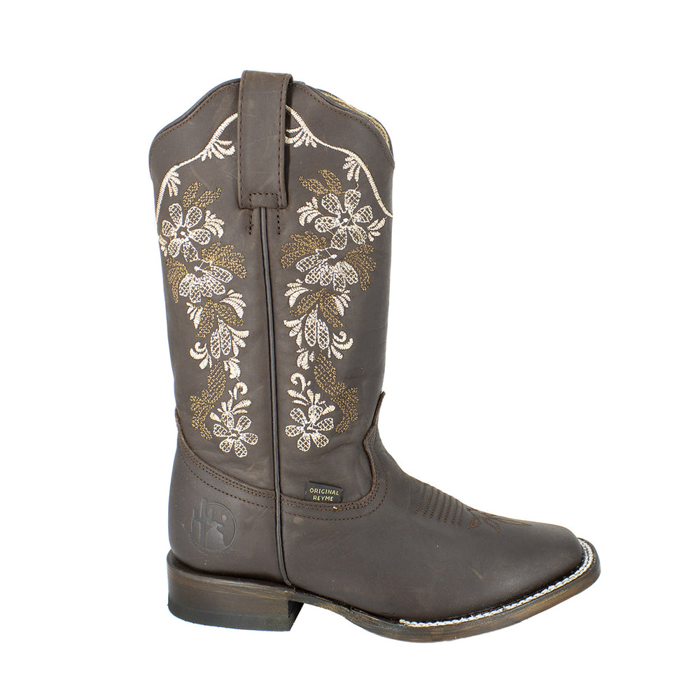 Bota Vaquera para Dama en Piel Horma Bulldog Bordada – GONZER BOOTS